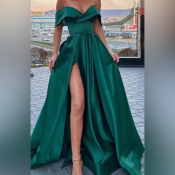 GUKARLEED | Dresses | Green Satin Prom Dress | Poshmark